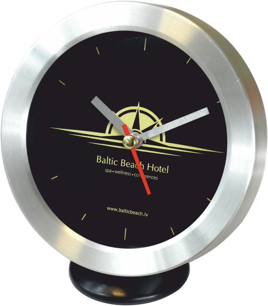 Promotional desk clock 611, 11.4 cm, aluminium - Clocks for You